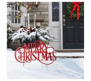 GLITZHOME 36'l Metal Merry Christmas Gardenstake - One-color