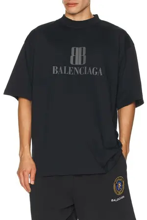 Balenciaga B Logo Tee In Black