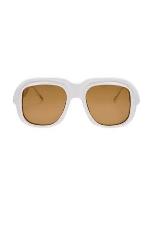 Dries Van Noten Square Frame Sunglasses - Ecru  Silver  & Brown