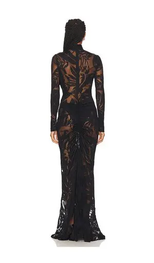 Lapointe Burnout Jersey Halter Ruched Gown