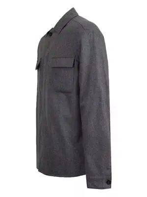 Eleventy Long-sleeve Patch-pocket Shirt - Grey