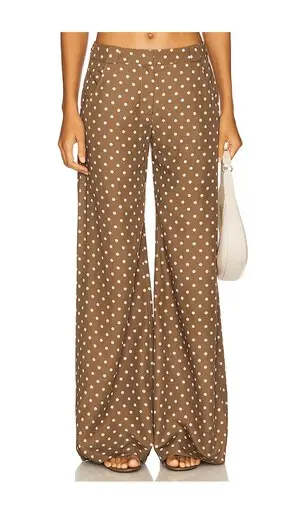 Amanda Uprichard Saddler Pants - Chocolate Brown Polka Dot