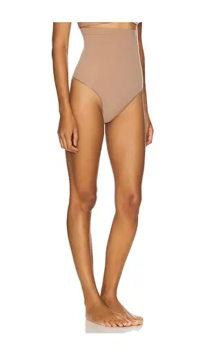 Spanx Seamless Power High Waisted Thong In Taupe