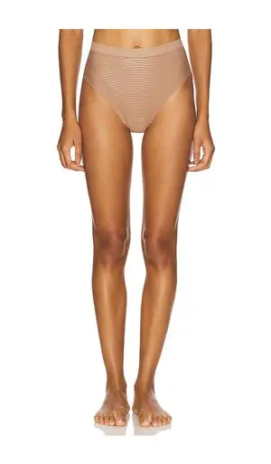 Spanx Shape Invisible Supima Cotton Thong In Tan - Cafe Au Lait