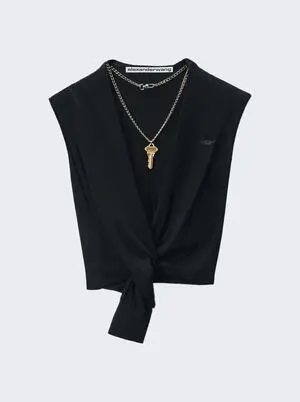 Alexander Wang Sleeveless Wool Top With Draped Front