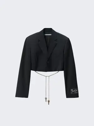 Alexander Wang Cropped Blazer With Detachable Chain - Black