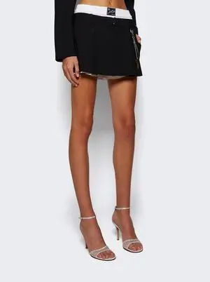 Alexander Wang Pleated Skort With Detachable Chain Belt - Black And White