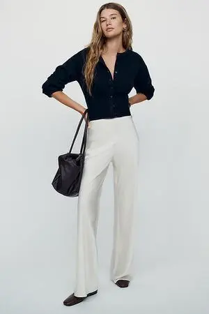 REFORMATION Gale Satin Mid-rise Bias Pants - Ivory