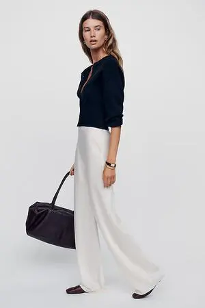 REFORMATION Gale Satin Mid-rise Bias Pants - Ivory