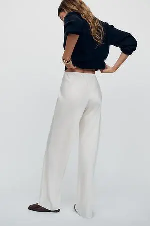 REFORMATION Gale Satin Mid-rise Bias Pants - Ivory