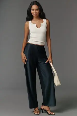REFORMATION Gale Satin Mid-rise Bias Pants - Midnight