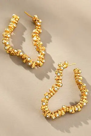 Joanna Laura Constantine Wavy Pearl Hoop Earrings - Gold