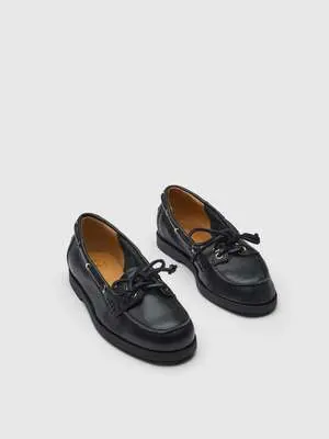 ATP ATELIER Nesso Grained Leather Boat Shoes - Black