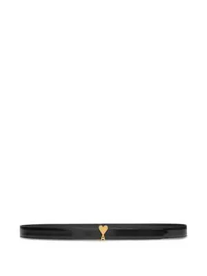 AMI Paris De Coeur Buckle Leather Belt - Black