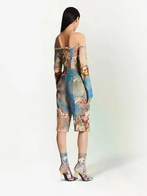Balmain High-waisted Sky-print Shorts