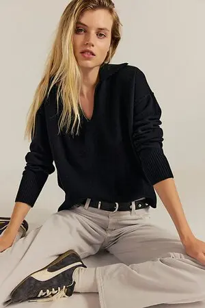 Free People Eloura Cashmere Henley Sweater - Night