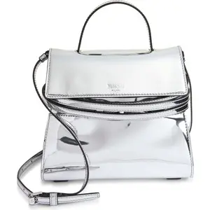 Moschino Metallic Leather Handheld Bag - Silver