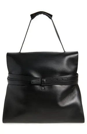 Moschino Jumbo Tie Me Leather Tote - Black