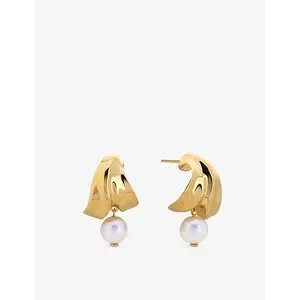 Monica Vinader Nomade Small Pearl Hoop Earrings - Gold