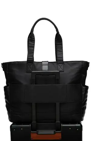 ELLE Voyage 25l Twill And Vegan Leather Weekender Duffle Bag - Black