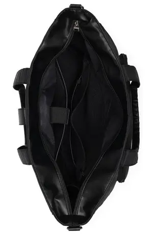 ELLE Voyage 25l Twill And Vegan Leather Weekender Duffle Bag - Black