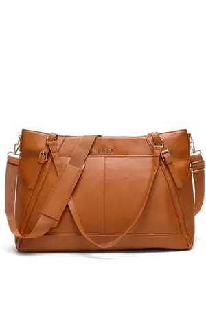 ELLE 33l Vegan Leather Weekender Duffle Bag - Brown