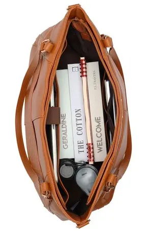 ELLE 33l Vegan Leather Weekender Duffle Bag - Brown