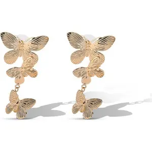 Jessica Simpson Js Cluster Butterfly Drop Earrings - Gold