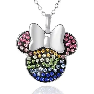 Disney Minnie Mouse Crystal Pendant Necklace - Silver/multicolor