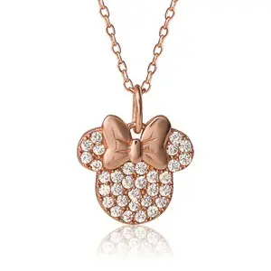 Disney Minnie Mouse Pendant Necklace - Rose Gold/clear