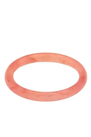 SEREE Blush Skinny Round Jade Stone Bangle - Pink