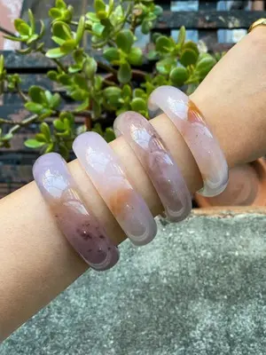 SEREE Playground Marble Jade Stone Bangle - Sand