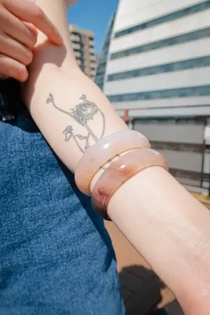 SEREE Playground Marble Jade Stone Bangle - Sand