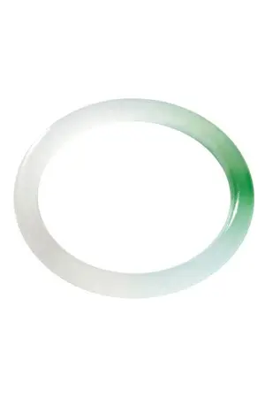 SEREE Round Mottled Jade Stone Bangle - Light Green