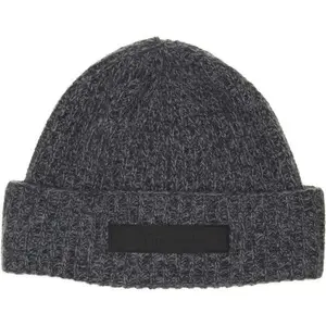 Moncler Logo Patch Virgin Wool & Cashmere Beanie - Black