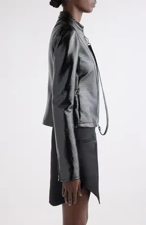 COURREGES City Vinyl Biker Jacket - Black