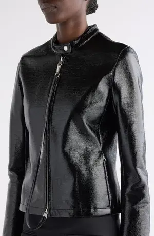COURREGES City Vinyl Biker Jacket - Black