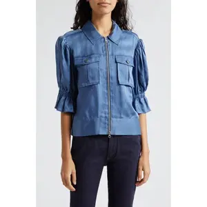 Cinq À Sept Holly Ruffle Sleeve Jacket - Indigo