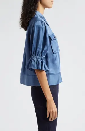 Cinq À Sept Holly Ruffle Sleeve Jacket - Indigo