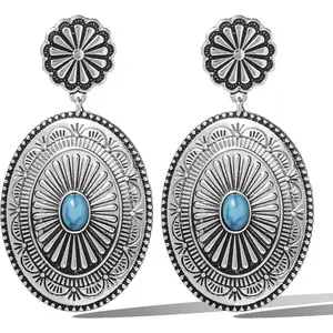 Jessica Simpson Western Round Concho Drop Earrings