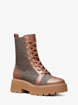 Michael Kors Blake Signature Logo And Leather Boots
