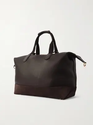 TOM FORD Full-grain Leather Weekend Bag With Suede Trim