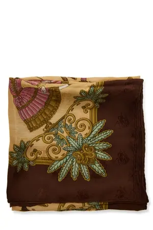 Hermès Multicolor 'joies D'hiver' Silk Scarf 90 - Brown