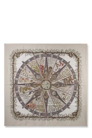 Hermès Multicolor 'aux Pays Des Épices' Silk Scarf 90 - Grey