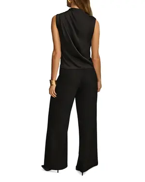 Donna Karan New York Draped High Neck Sleeveless Top - Black