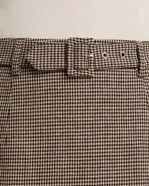 French Connection Houndstooth Belted Midi Skirt