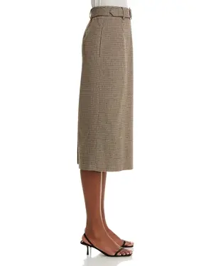 French Connection Houndstooth Belted Midi Skirt