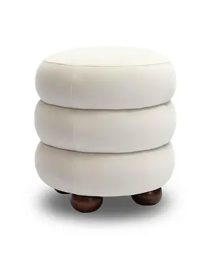 TOV FURNITURE Stefanie Velvet Ottoman - Cream