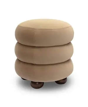 TOV FURNITURE Stefanie Velvet Ottoman - Taupe