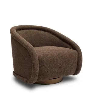 TOV FURNITURE Rory Boucle Swivel Chair - Chocolate Brown